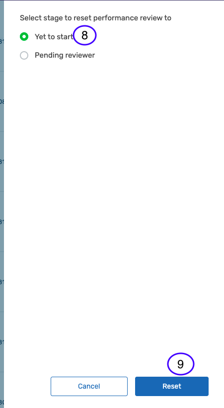 How to Reset Performance Review.